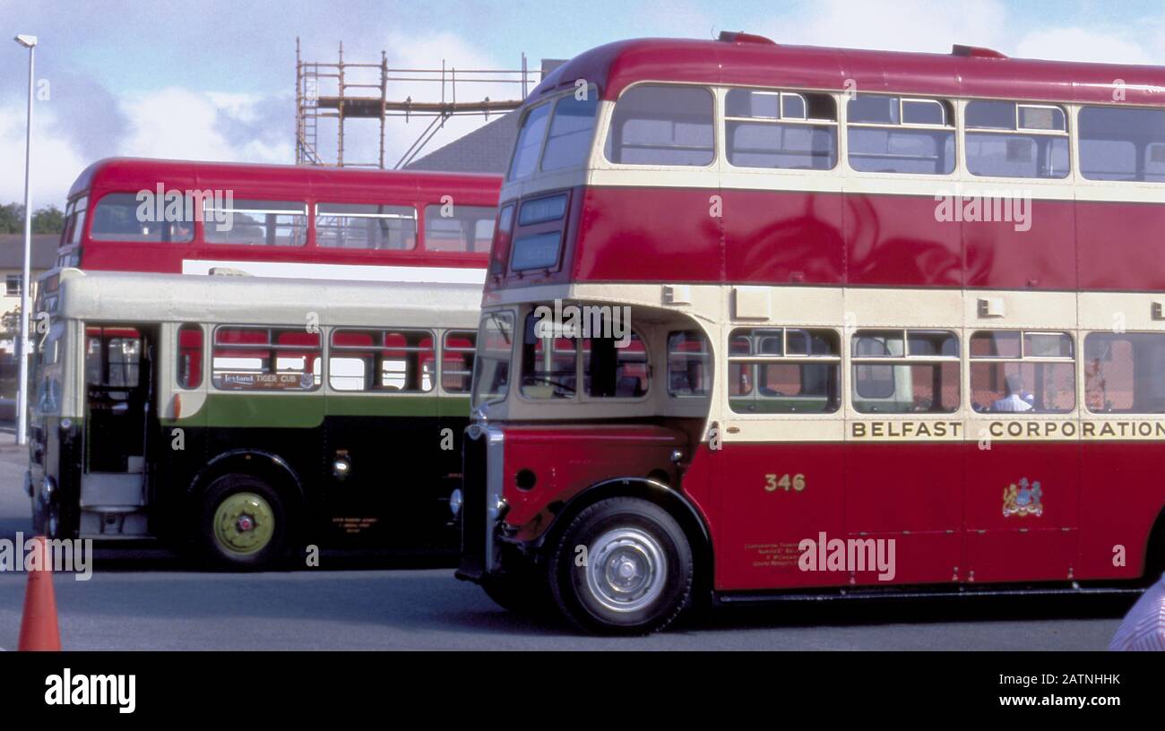 Vintage transport from Northern Ireland. Red Bus, Green Bus Stock Photo ...