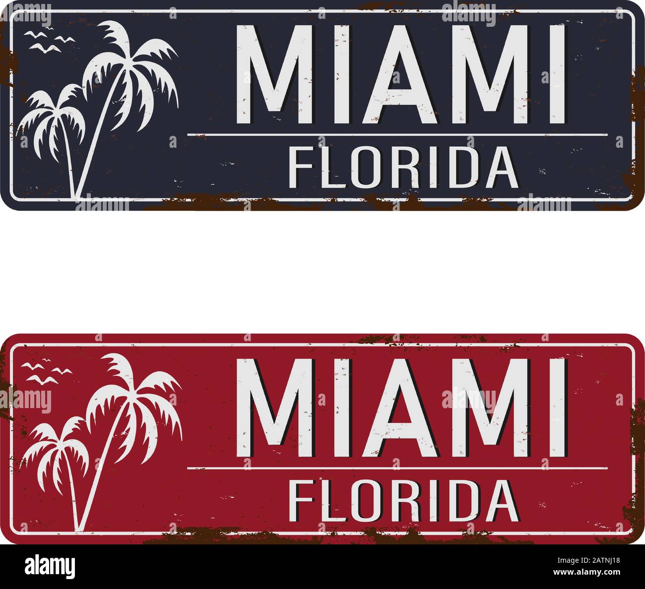 Miami vintage rusty metal sign on a white background, vector ...