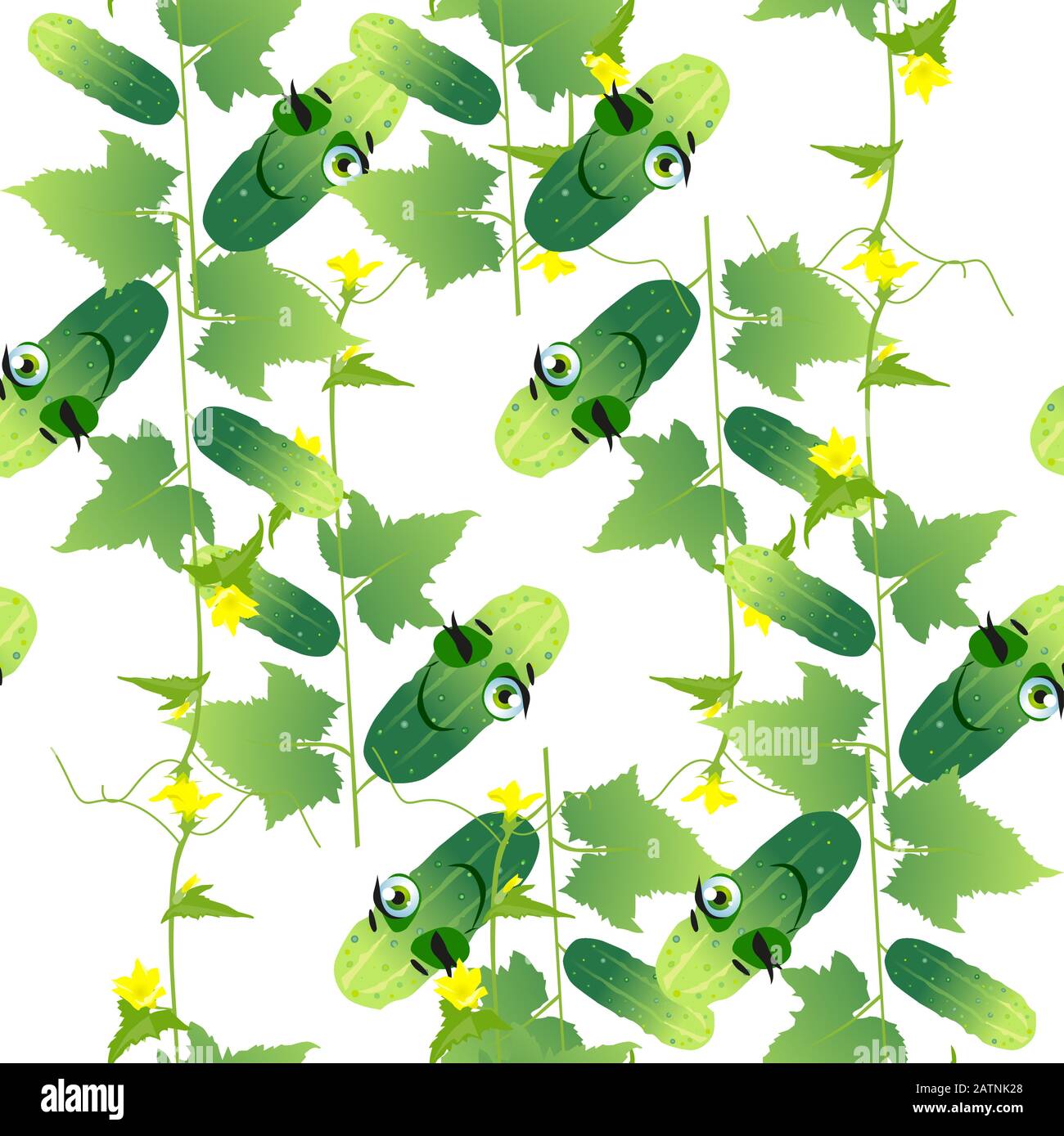 Cute seamless pattern with cartoon emoji cucumber Stock Vector Image ...