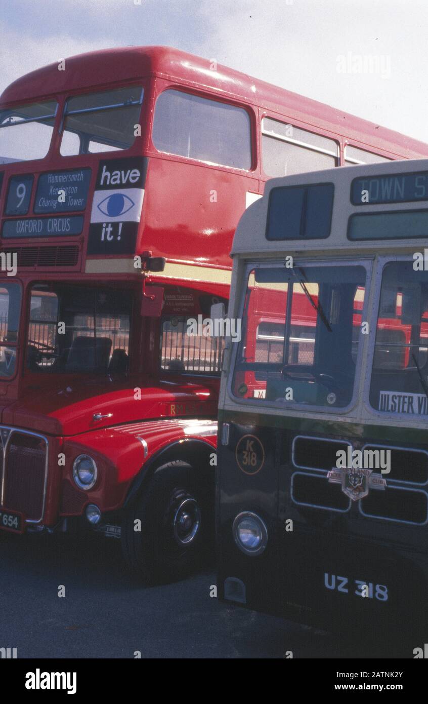 Vintage transport from Northern Ireland. Red Bus, Green Bus Stock Photo ...