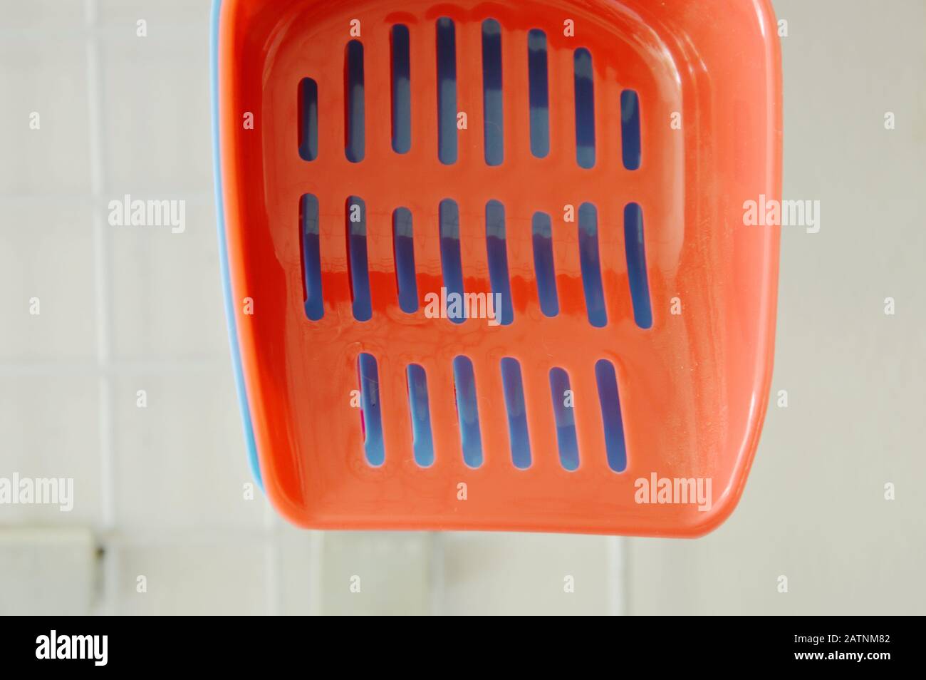 plastic cat litter shovel hanging on hook displays in pet shop Stock ...