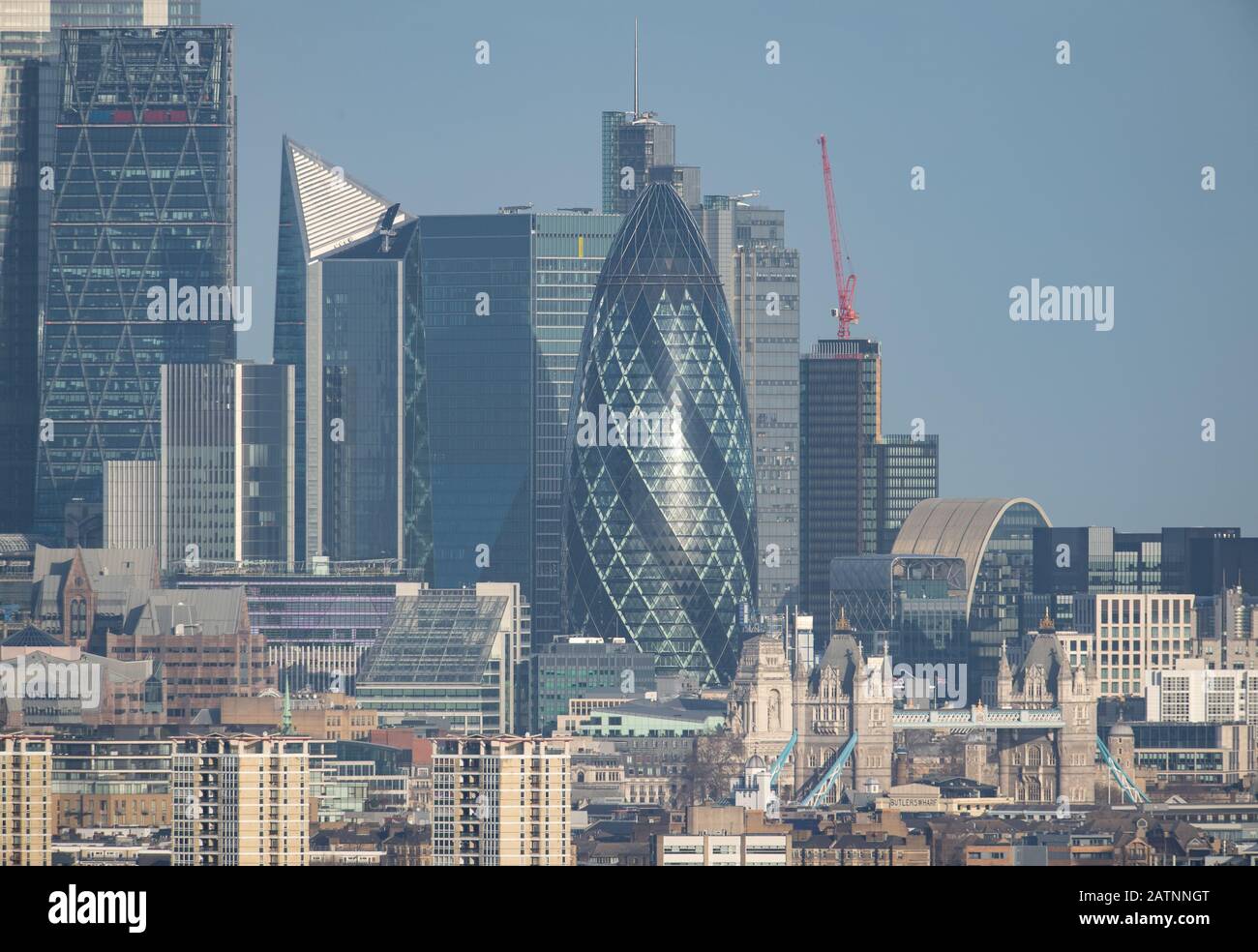 General view of the London skyline, as seen from One Tree Hill, showing ...
