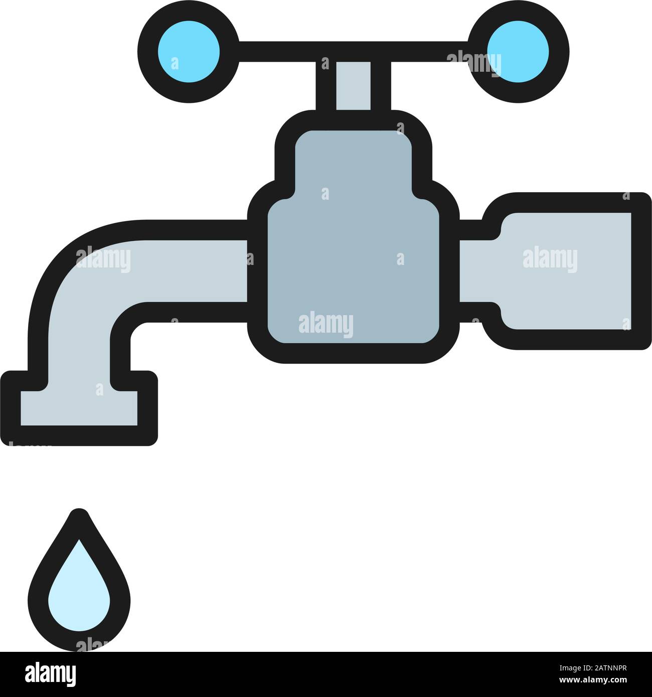 Vector tap water, faucet flat color line icon Stock Vector Image & Art ...