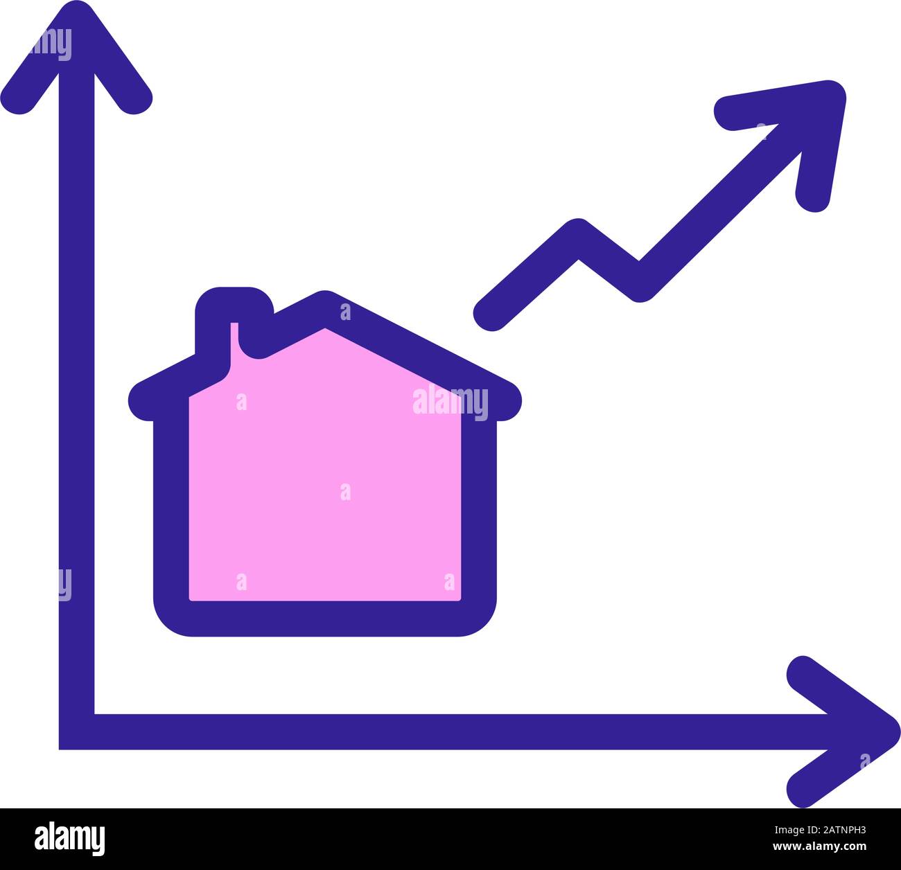 Real estate growth chart is an icon vector. Isolated contour symbol ...