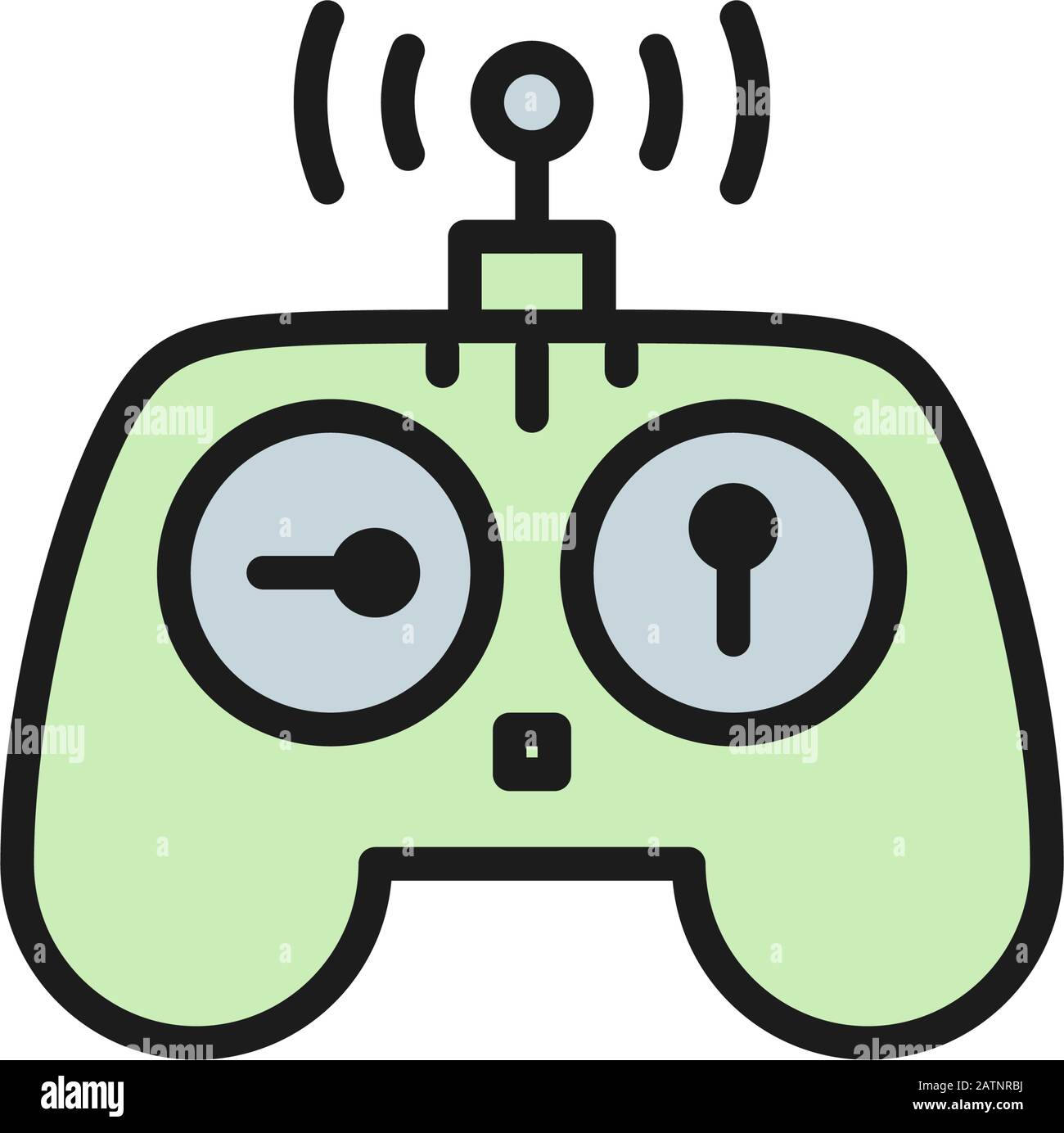 Control panel for drone, remote controller, gamepad flat color line ...