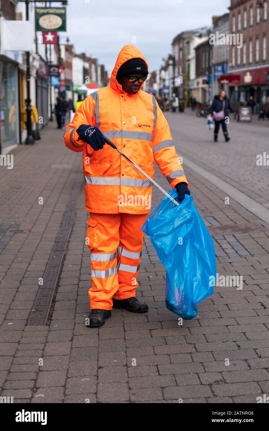 Street Cleaner in Berkshire, UK Stock Photo - Alamy