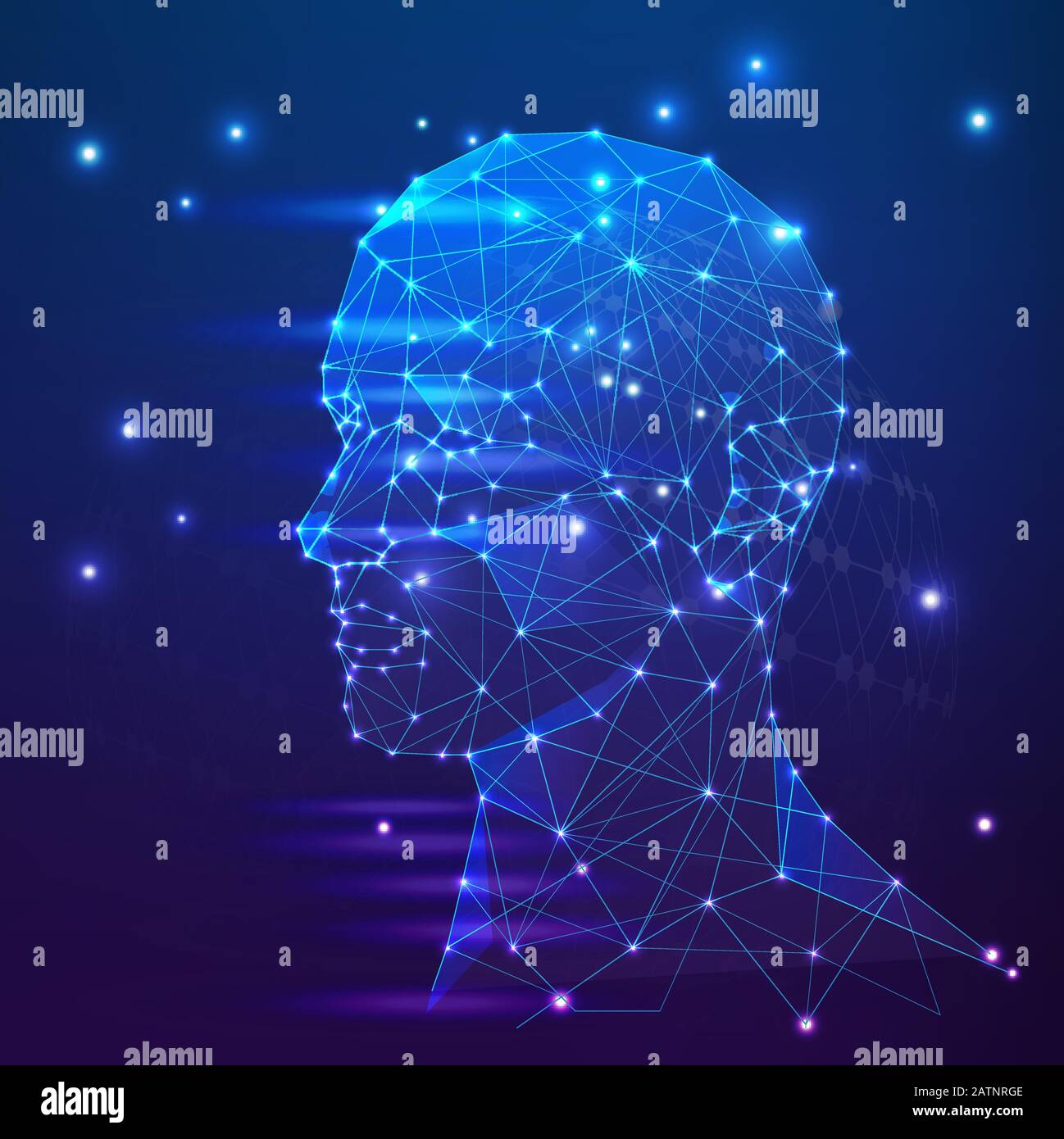 Abstract vector illustration of human face on black background Stock ...