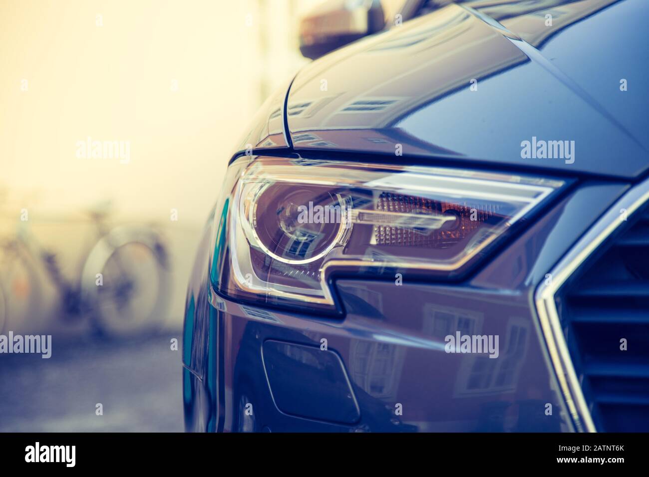 Close up of modern led car headlights, mobility Stock Photo - Alamy