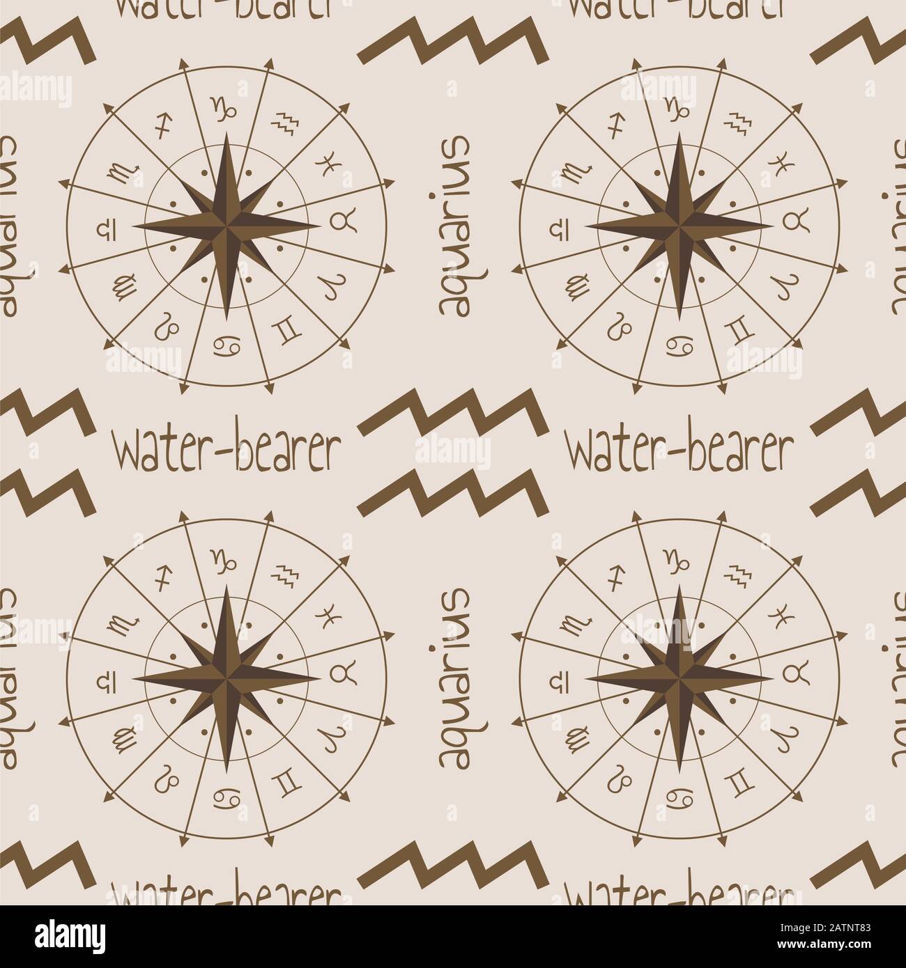 Astrology sign Water bearer. Seamless pattern Stock Vector Image & Art ...