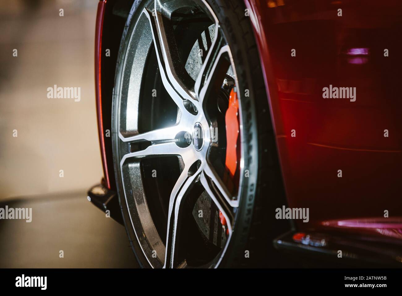 Close Up on beautiful modern supercar with dramatic lighting Stock ...