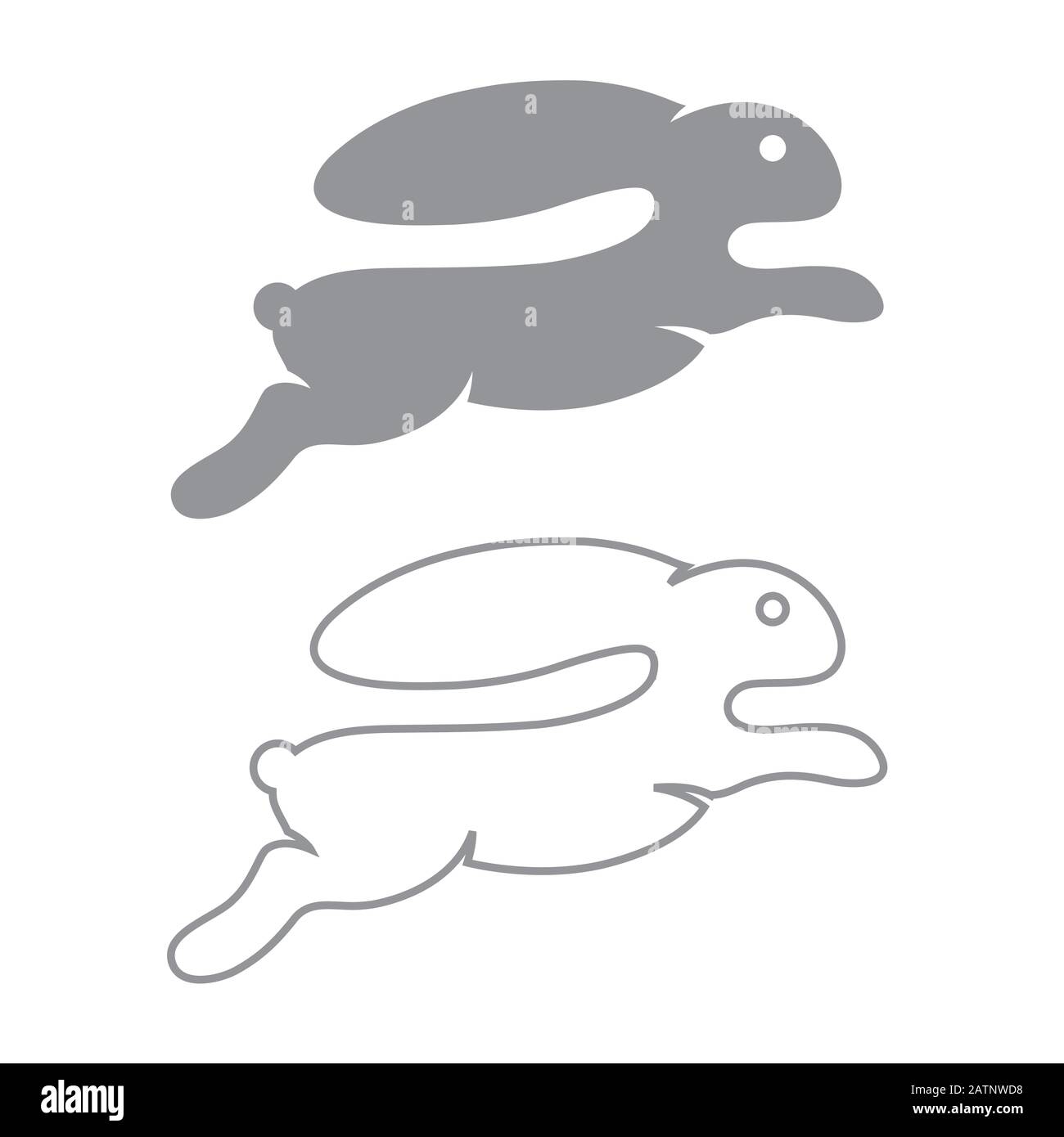 White line rabbit icon isolated Black and White Stock Photos & Images ...