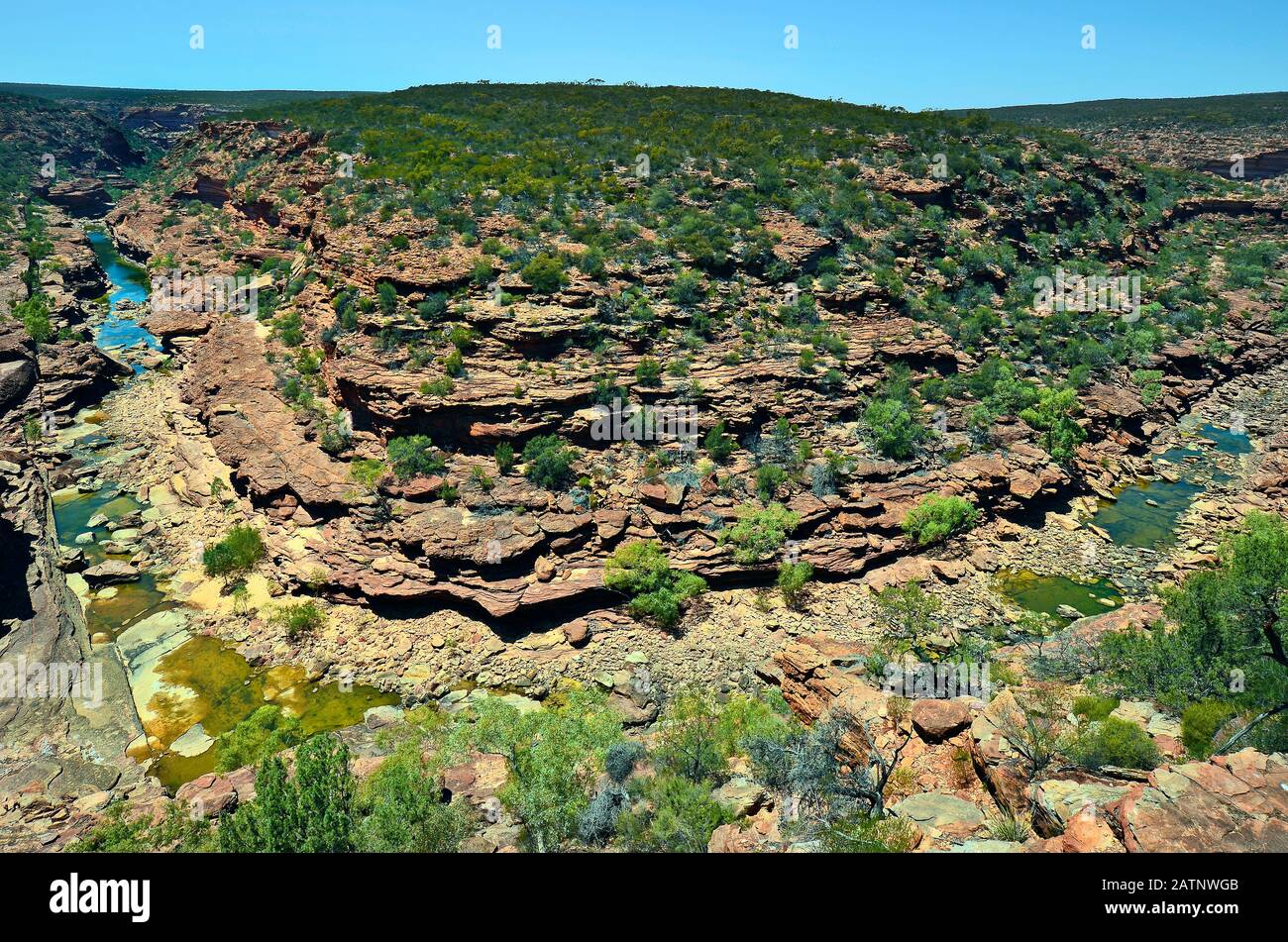 Australia, Kalbarri National Park, Murchison river from Z-Bend lookout ...