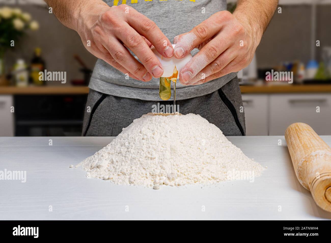 Mans hands making dough hi-res stock photography and images - Alamy