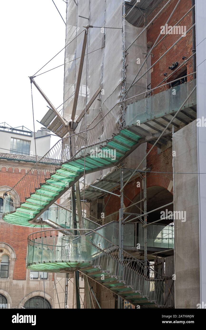 Construction Site Scaffolding at Building With External Staircase Stock ...