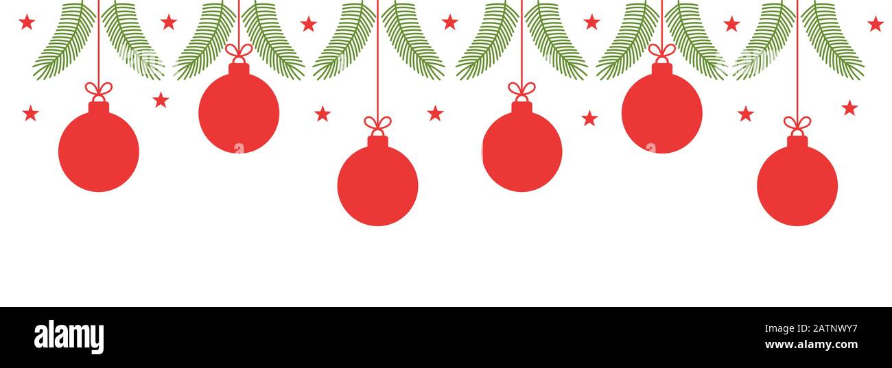 Christmas red baubles ornaments border. Vector illustration Stock ...