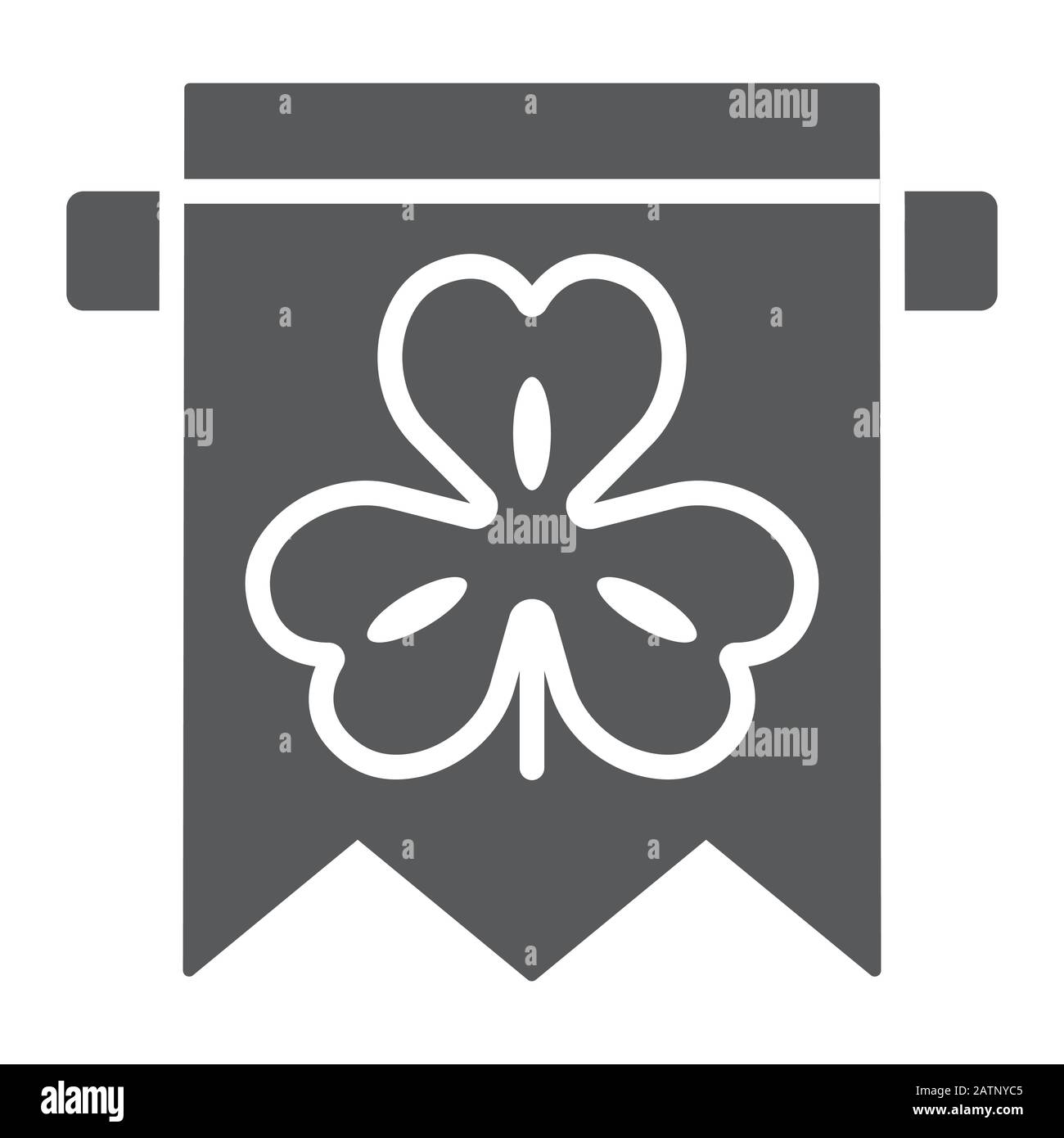 Clover banner glyph icon, st patrick's day and holiday, clover flag ...