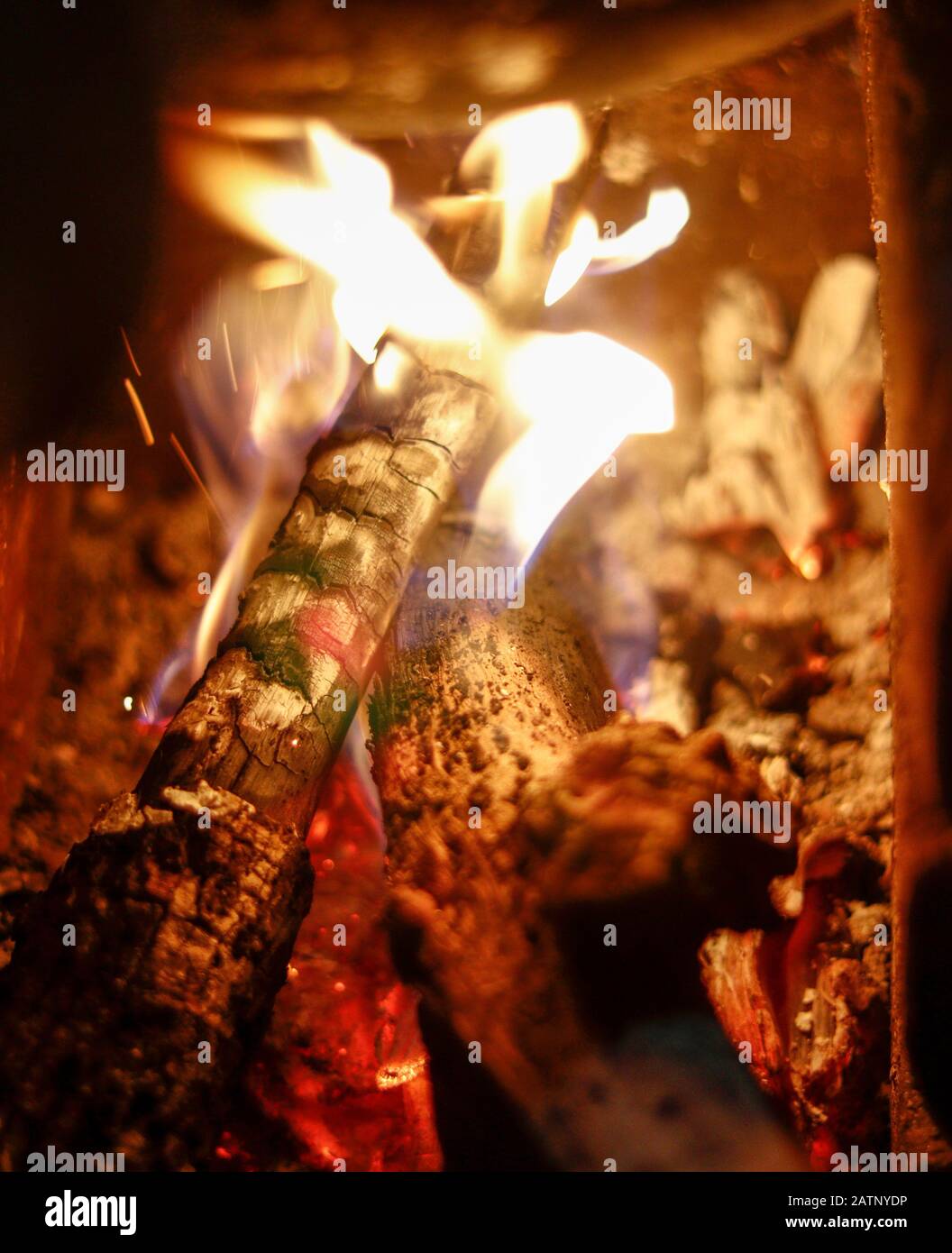 Rustic old wood fire in the traditional stove Stock Photo - Alamy