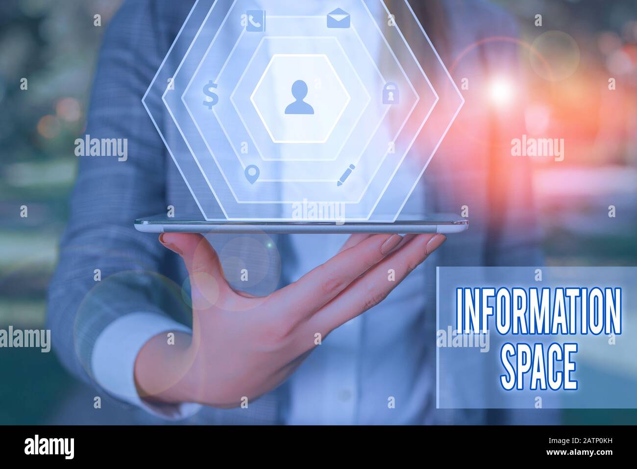 Writing note showing Information Space. Business concept for place ...