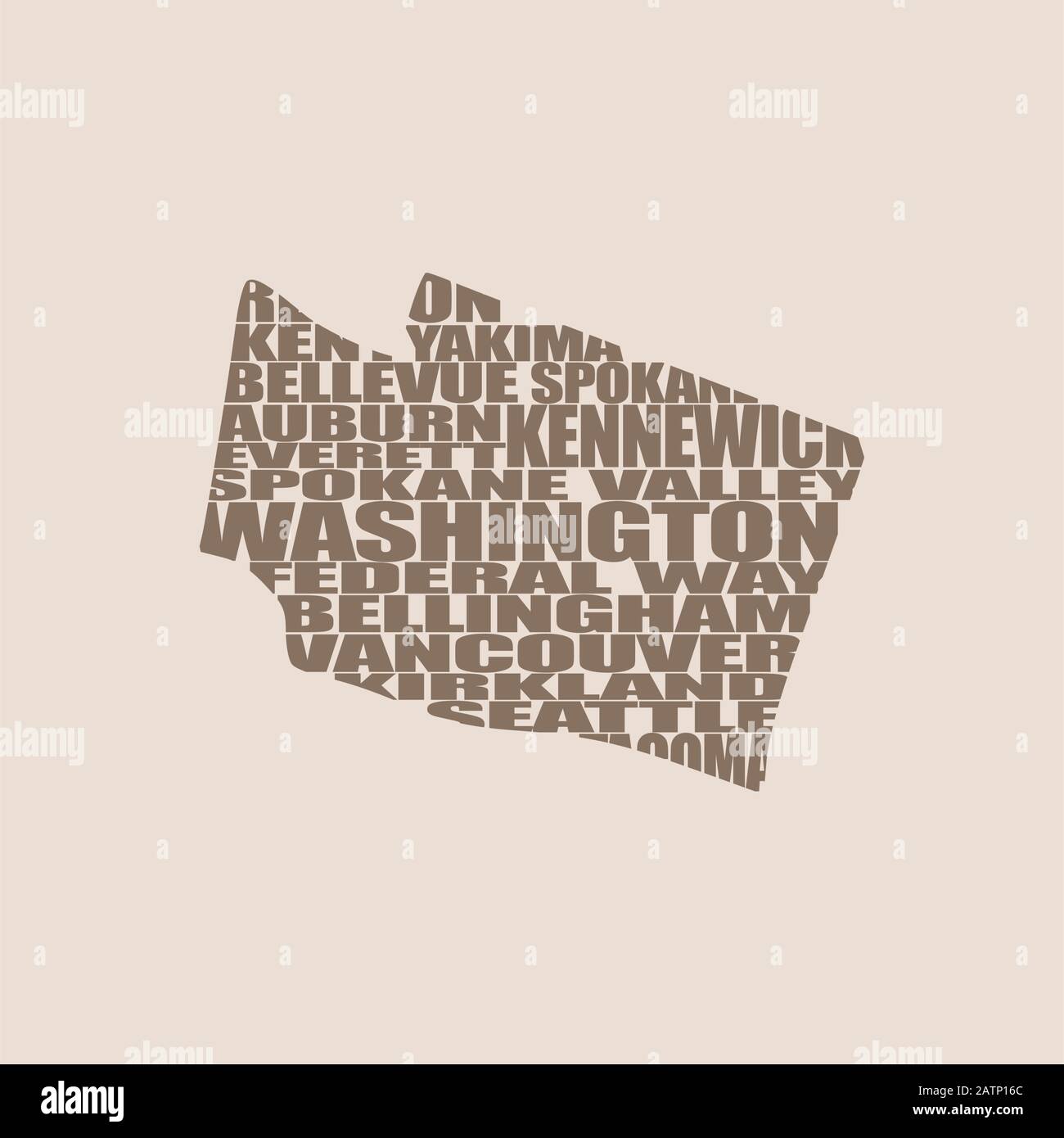 Word cloud map of Washington state Stock Vector Image & Art - Alamy