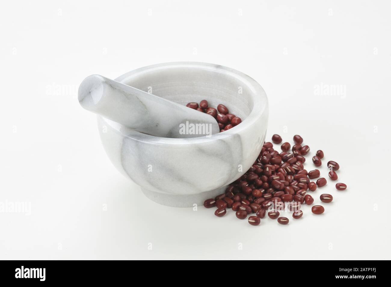 The portrait of still life Marble mortar and pestle red bean on the ...