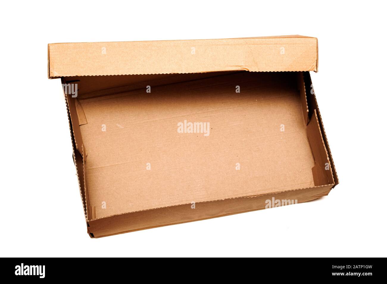 Open cardboard box isolated on a white background Stock Photo - Alamy