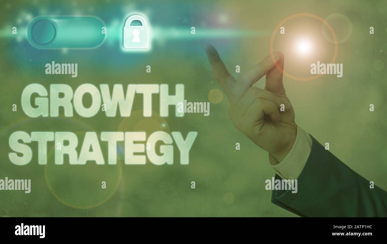 Writing note showing Growth Strategy. Business concept for The method a ...