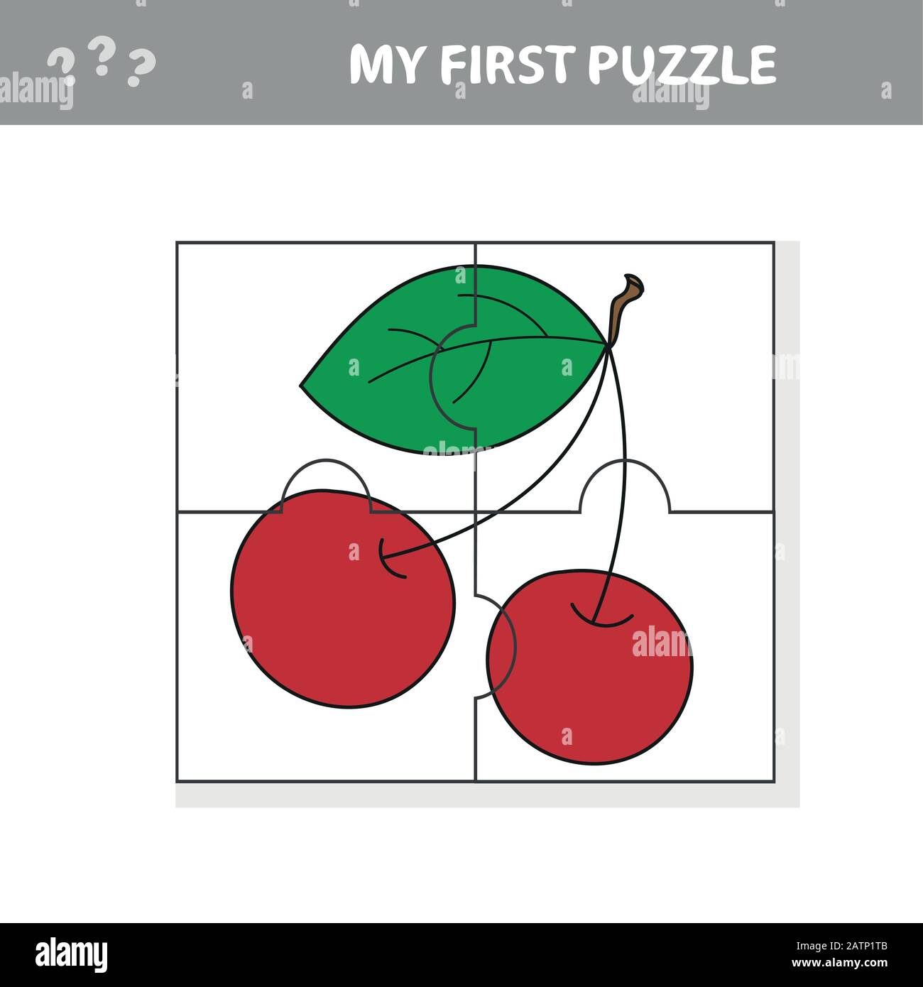 Cherry game for children and kids - my first puzzle - vector Stock ...