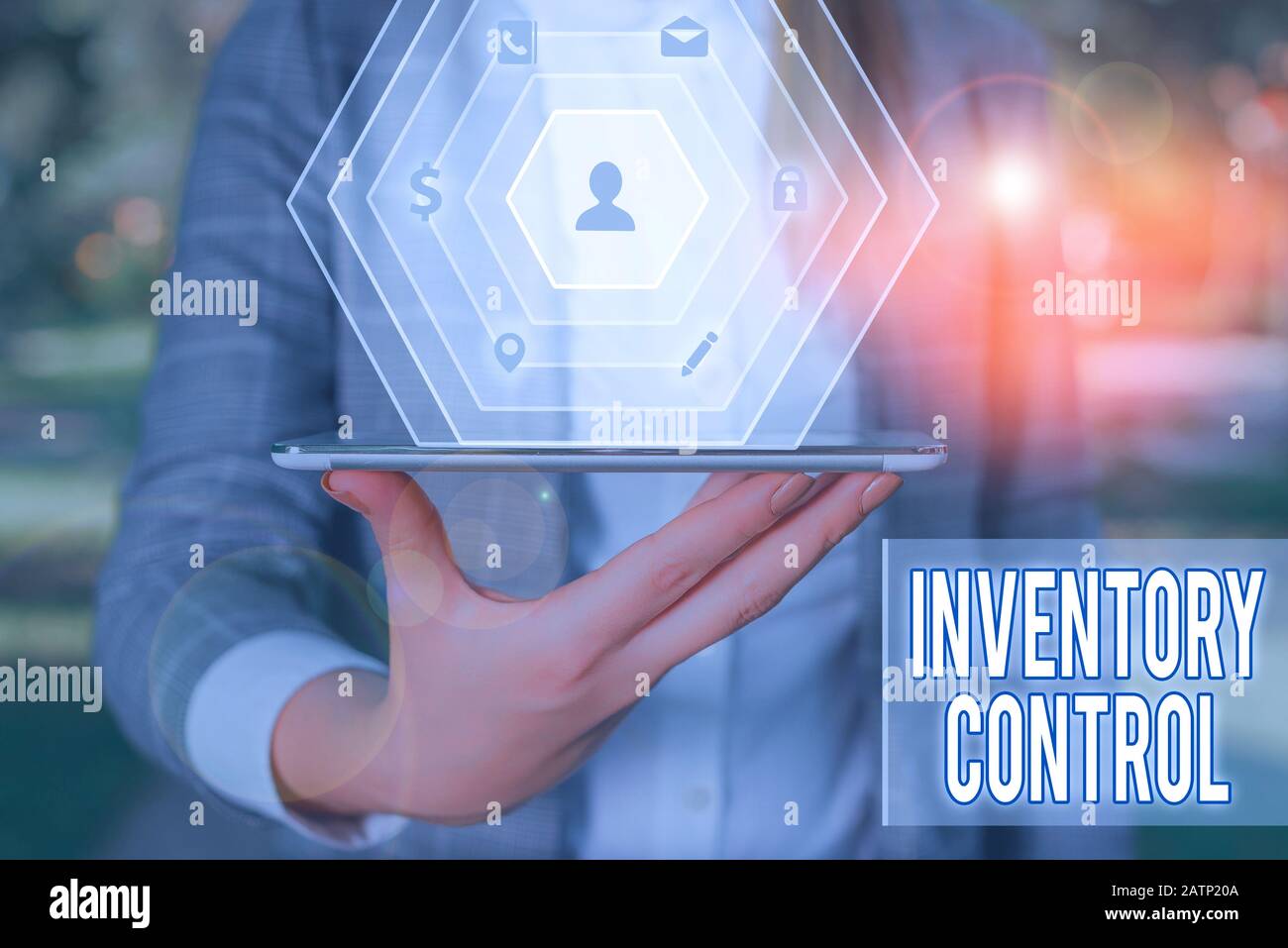 Writing note showing Inventory Control. Business concept for regulating ...