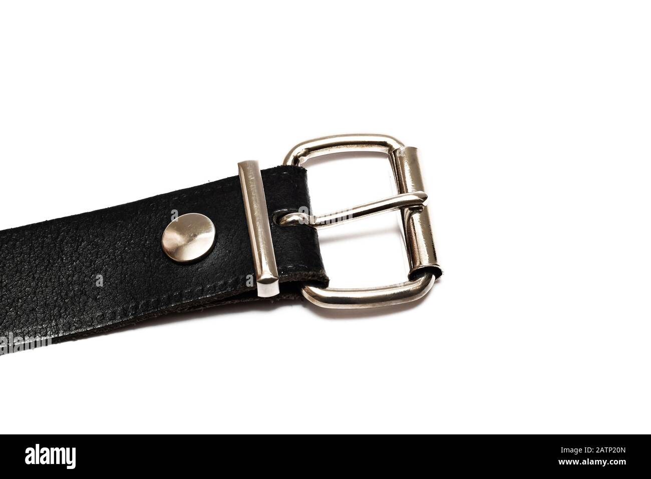 Black belt buckle, isolated on a white background Stock Photo - Alamy