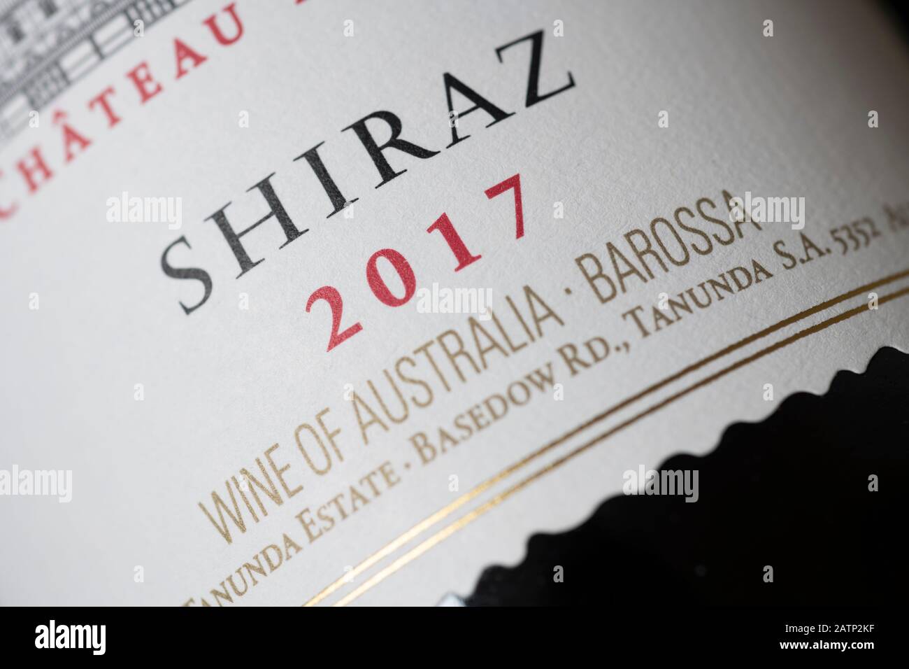 Grand Barossa Chateau Tanunda Shiraz 2017 Australian wine label Stock ...
