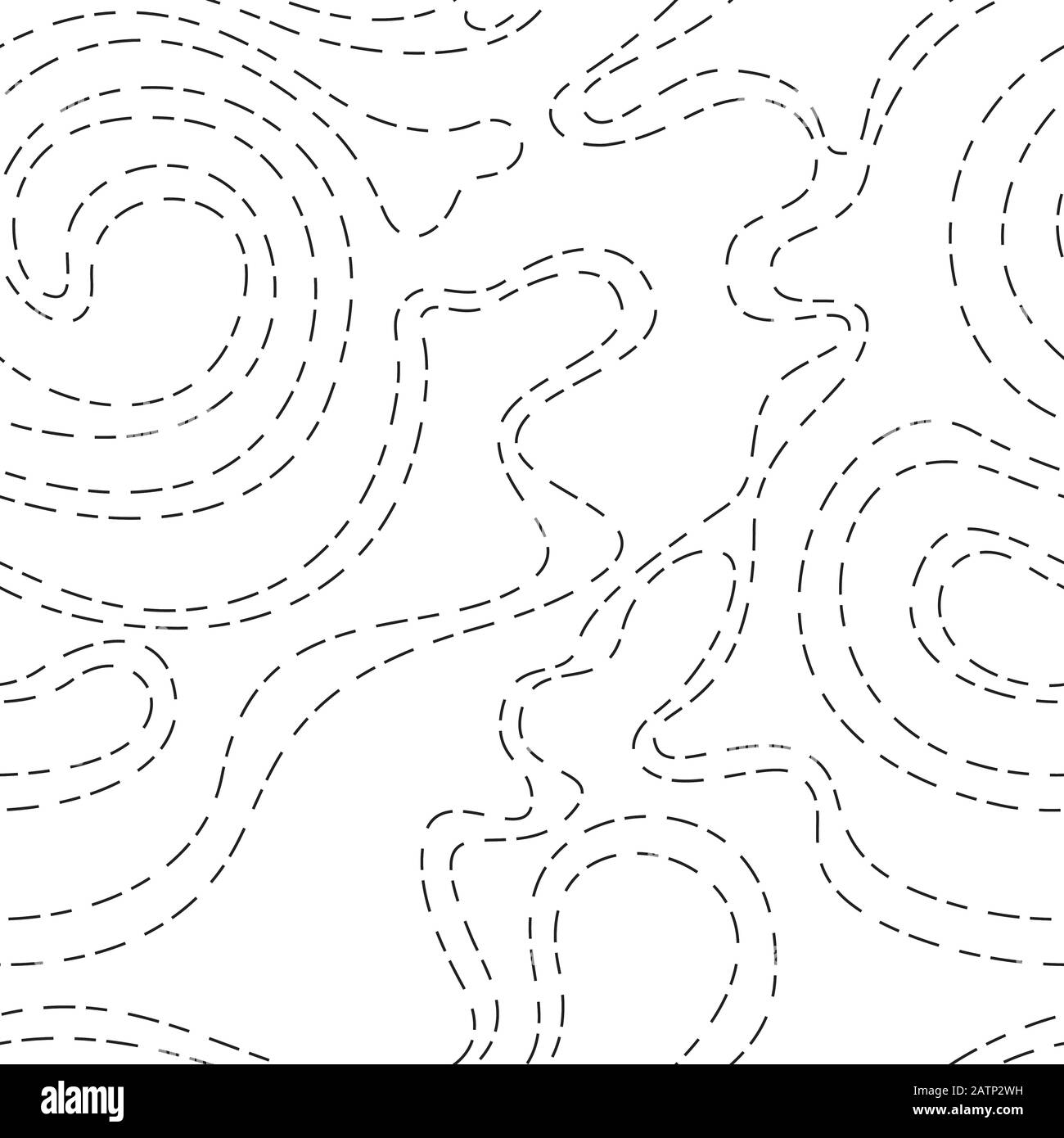 Vector seamless texture of smooth streamlined dotted lines in black ...