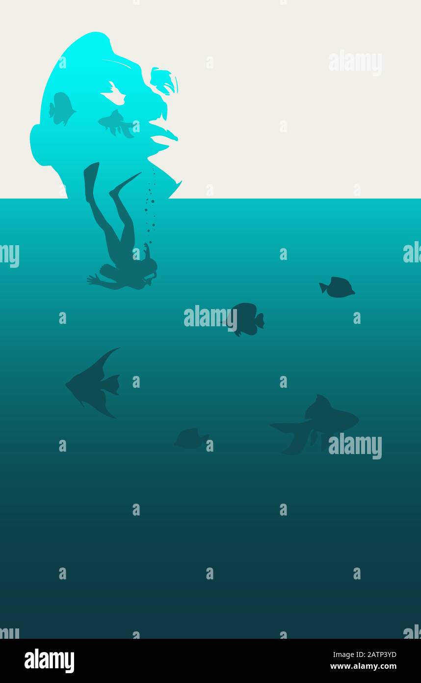 Woman diving underwater snorkeling Stock Vector Images - Alamy