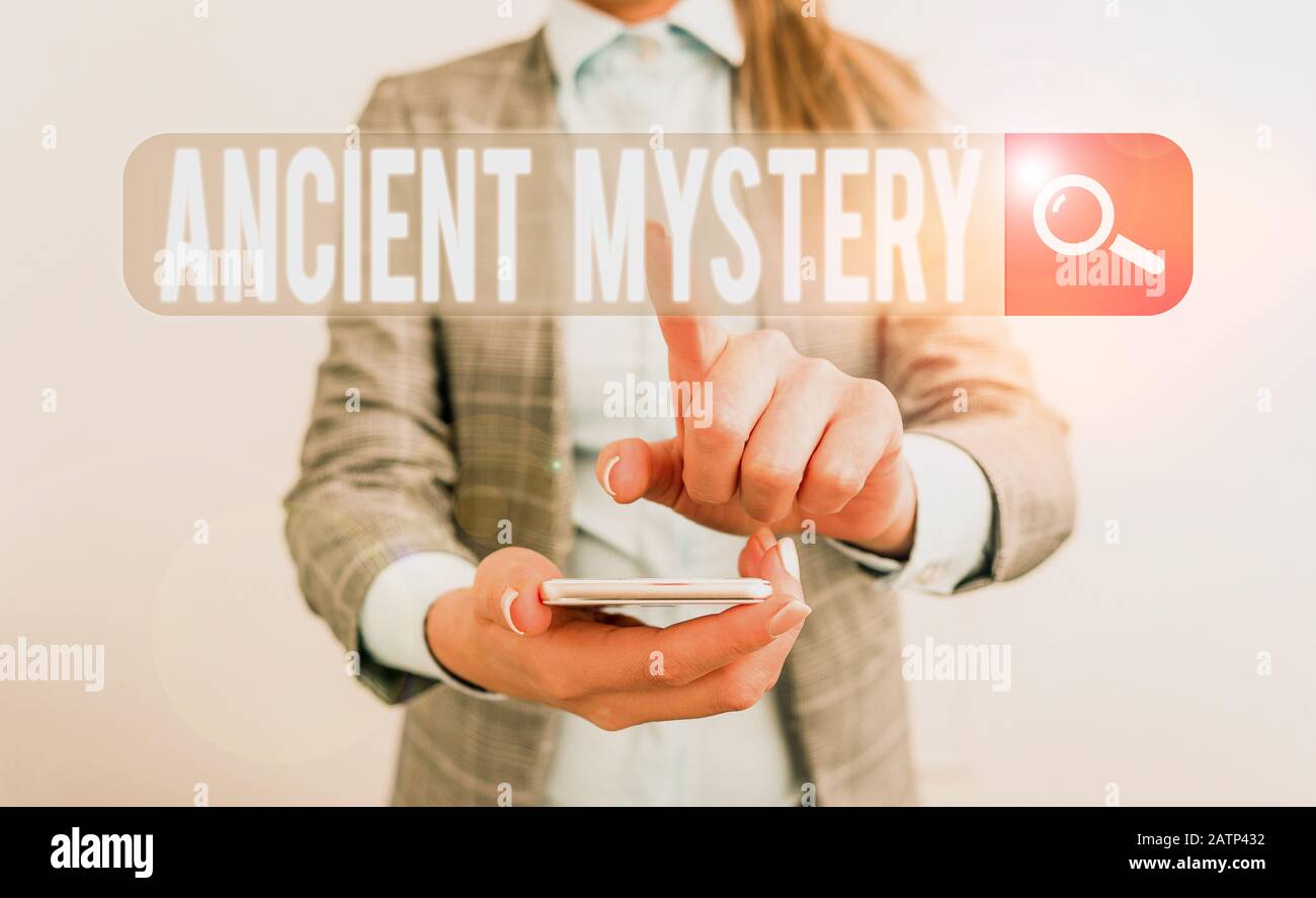 Writing note showing Ancient Mystery. Business concept for anything ...