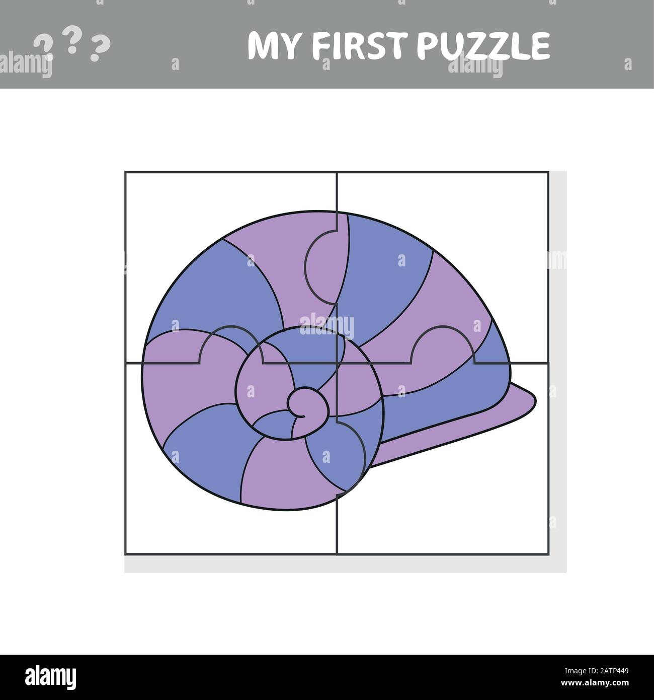 Kids entertaining game with a sea shell puzzle piece in a vector ...