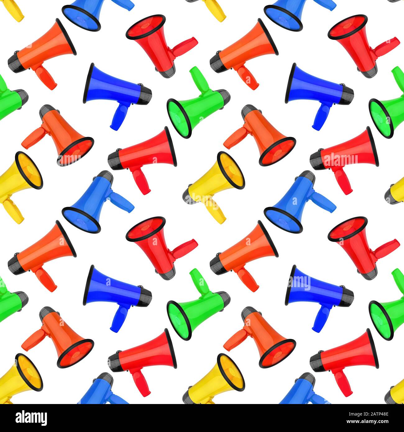 Seamless pattern of colorful megaphones on white background isolated ...