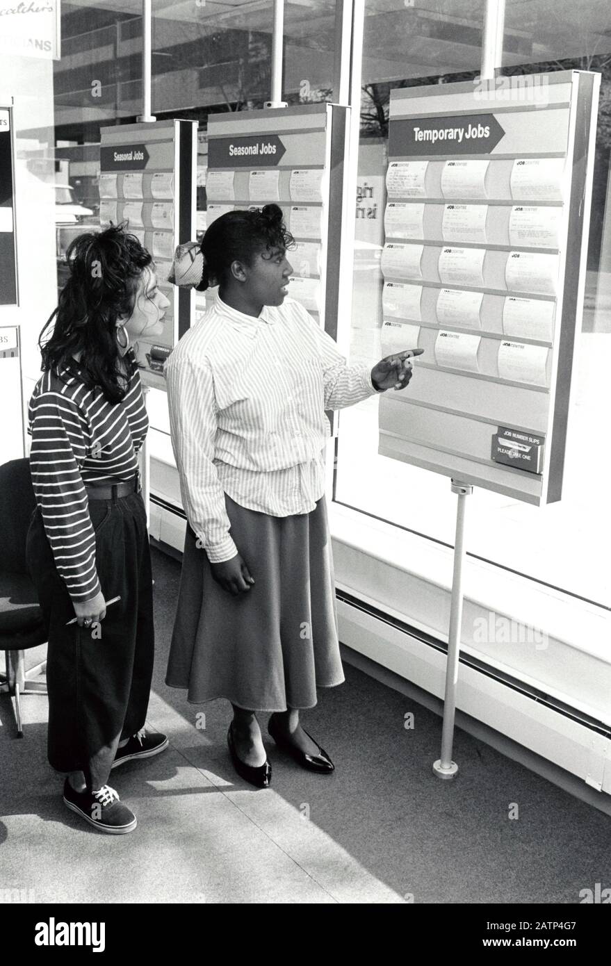 Teenagers in job centre Nottingham UK 1989 Stock Photo - Alamy