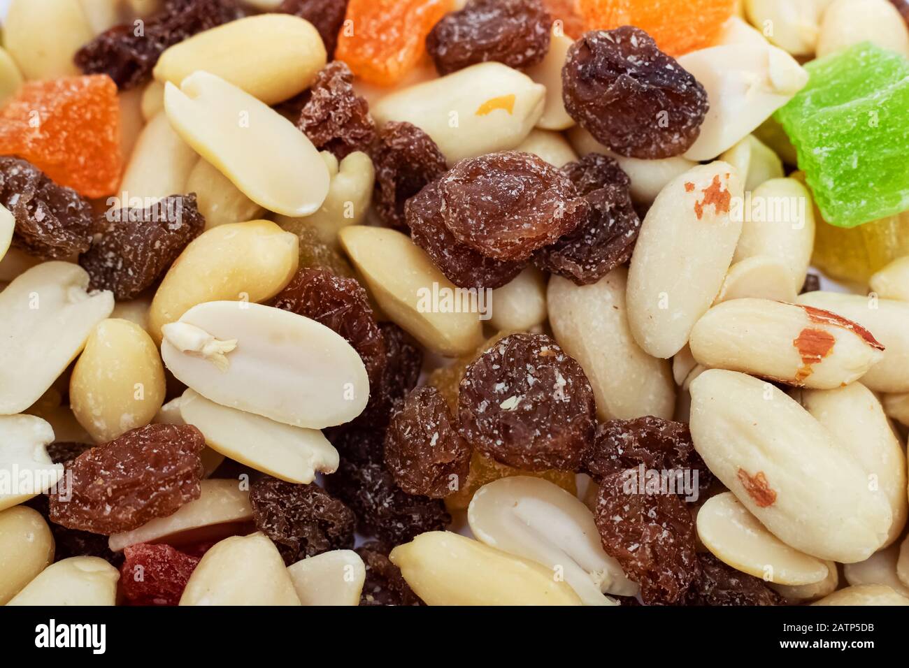 Nuts and dried fruits, background or texture Stock Photo - Alamy