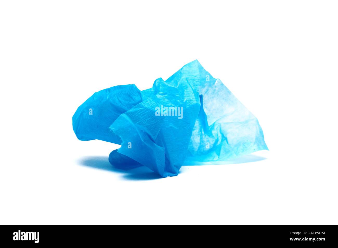 Crumpled blue medical napkin, isolated on white background Stock Photo ...