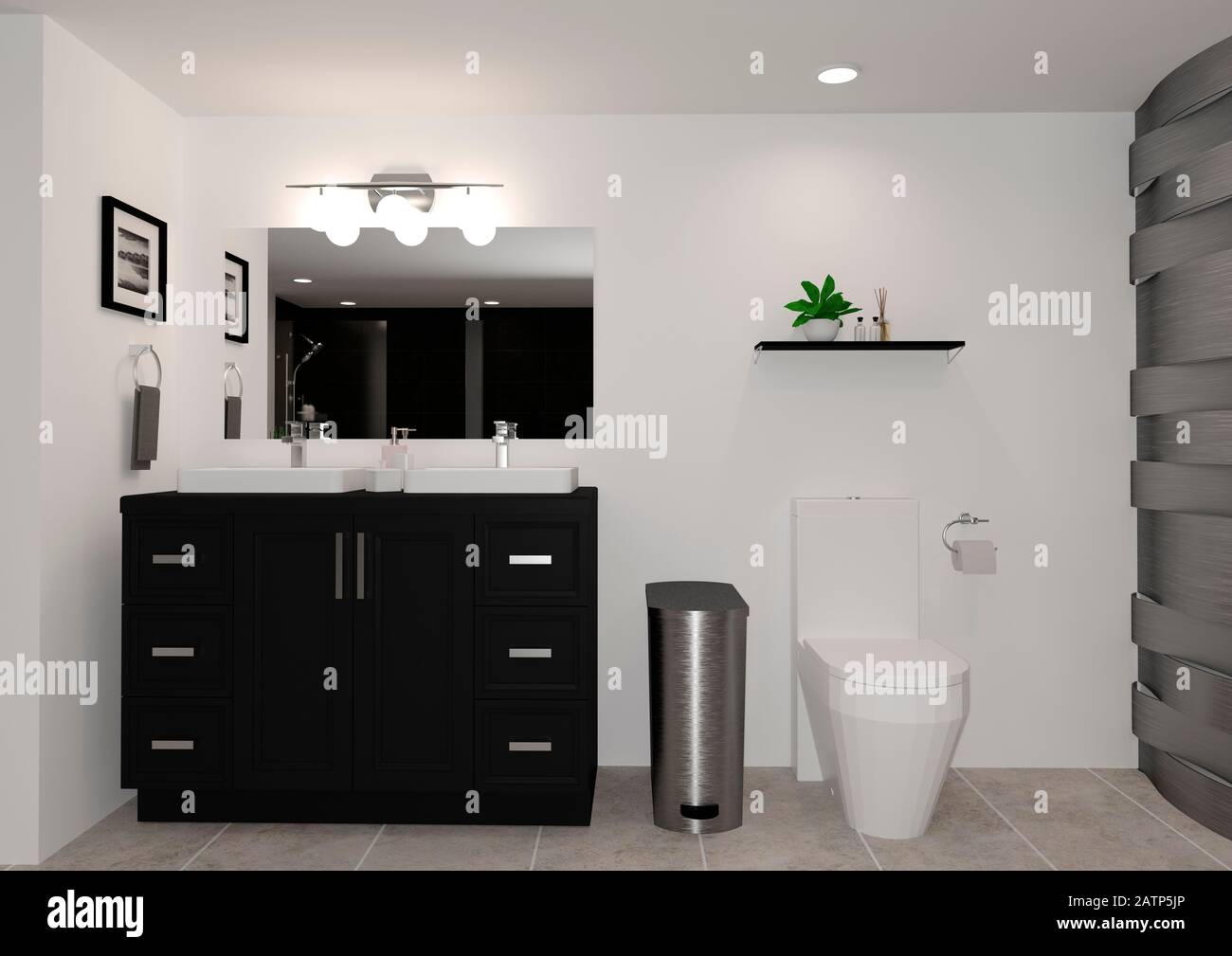 3D rendering of a modern bathroom interior Stock Photo - Alamy
