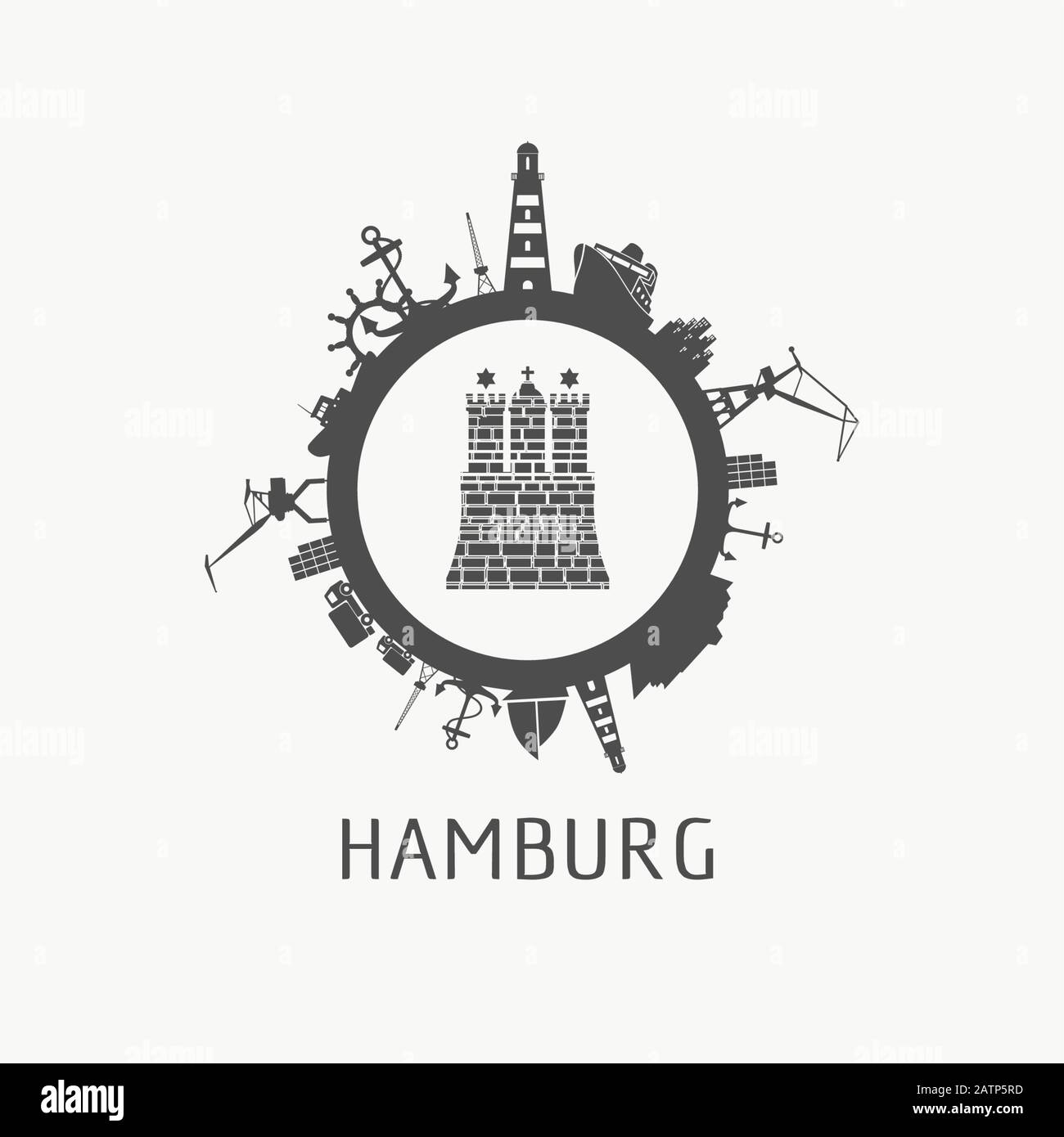 Commercial vessel in port Stock Vector Images - Alamy