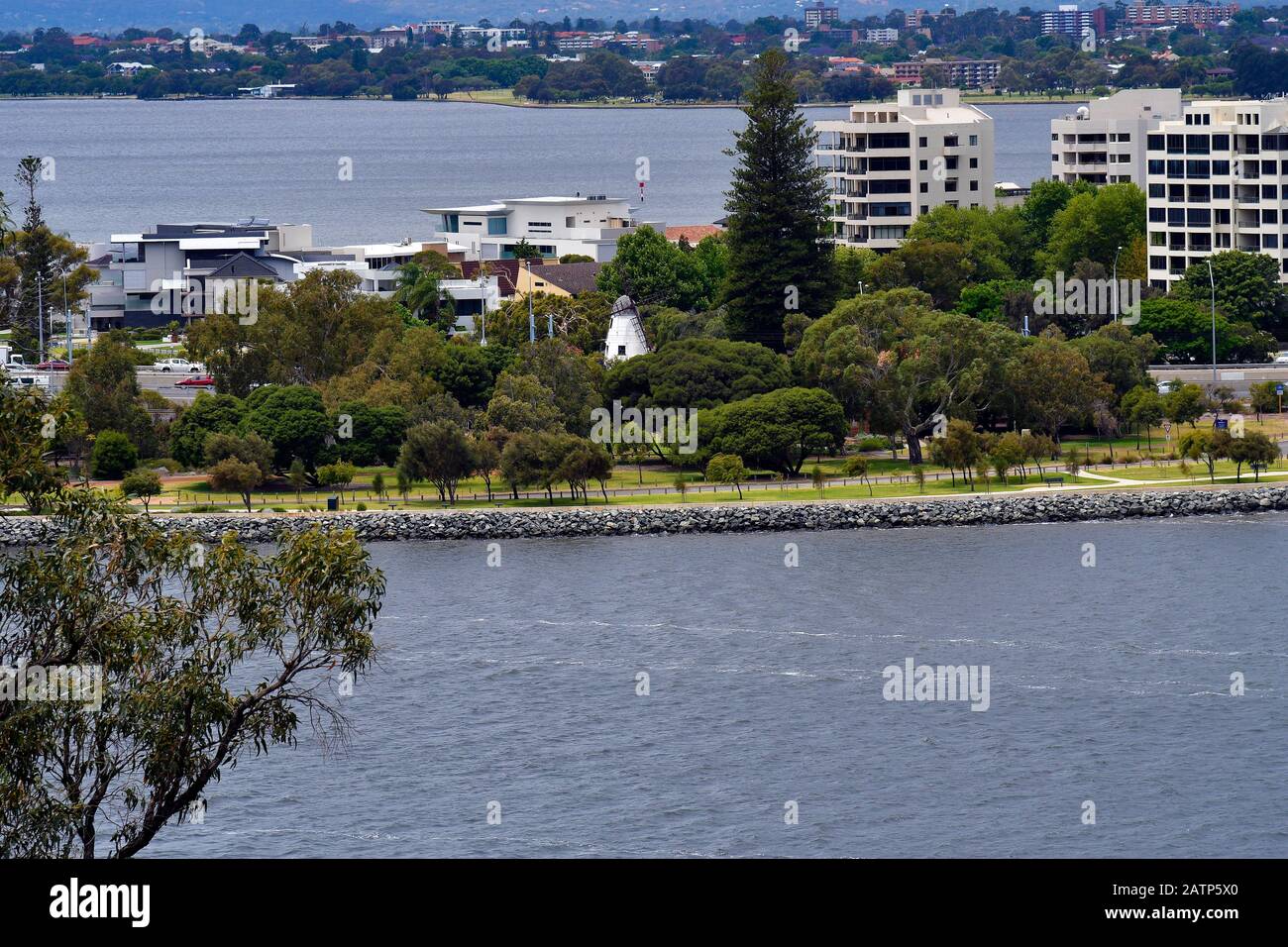Australia, Perth, Swan river, buildings and old mill at Mill Point ...