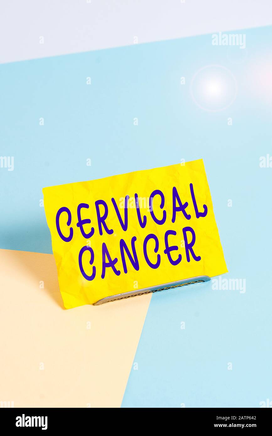 Handwriting text writing Cervical Cancer. Conceptual photo type of ...