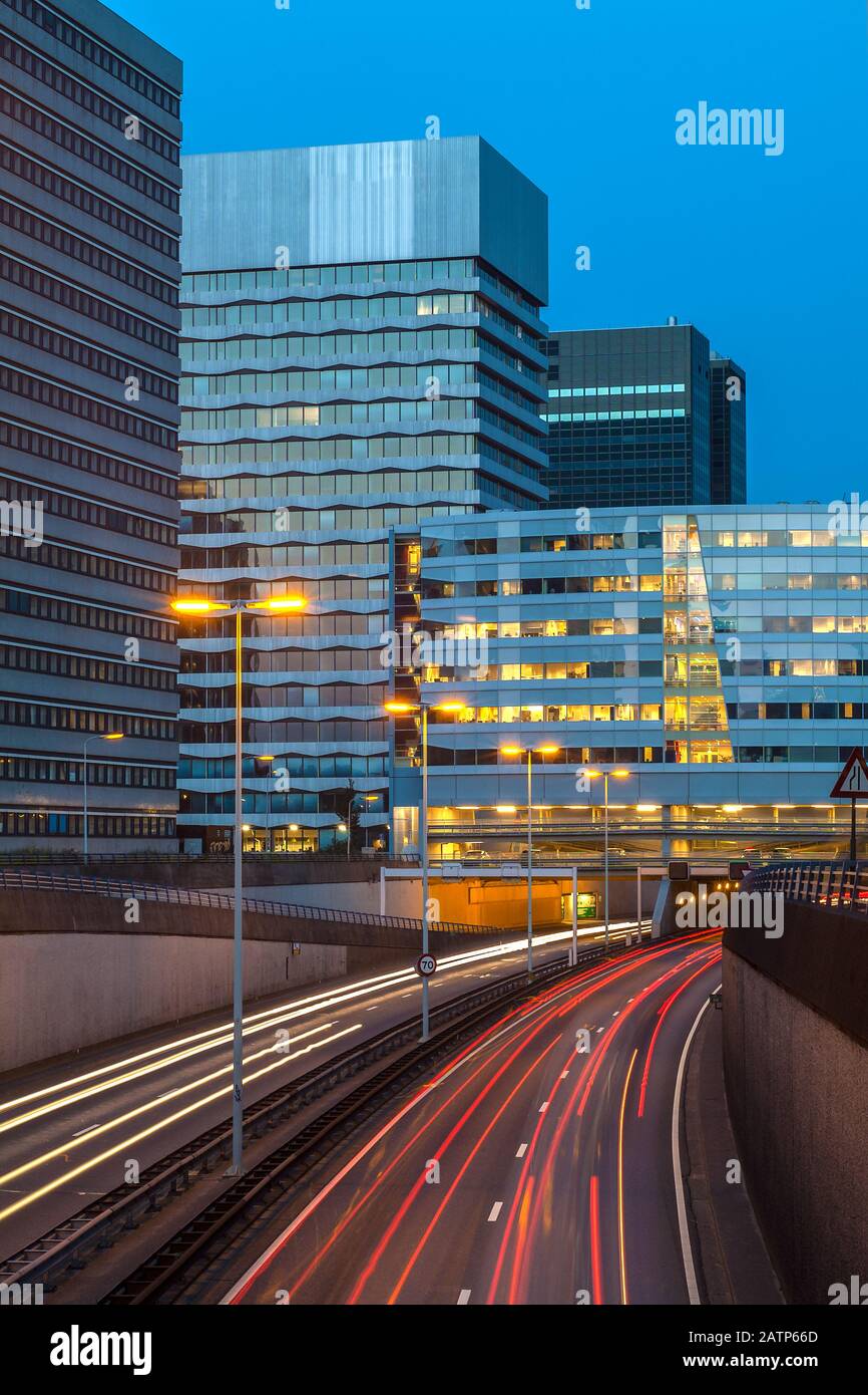View at a Dutch highway in The Hague during the evening Stock Photo - Alamy