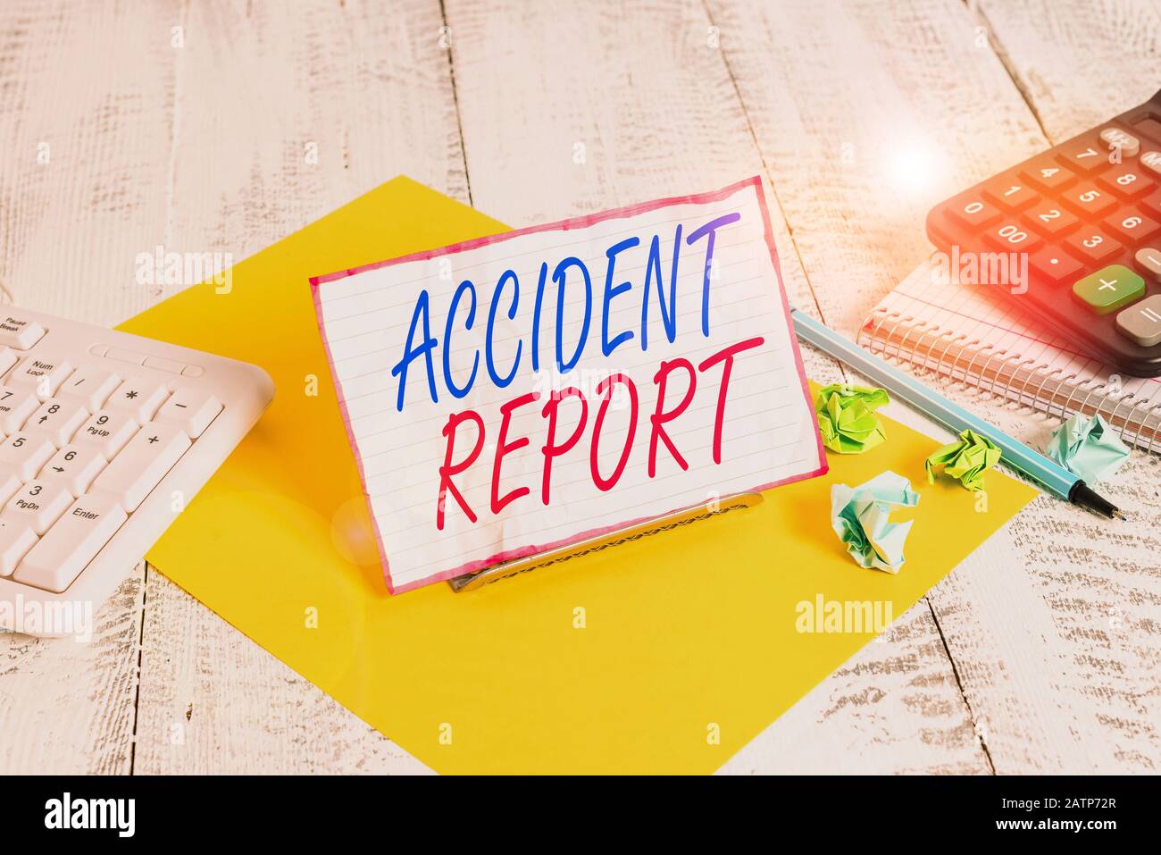 Writing note showing Accident Report. Business concept for formal ...