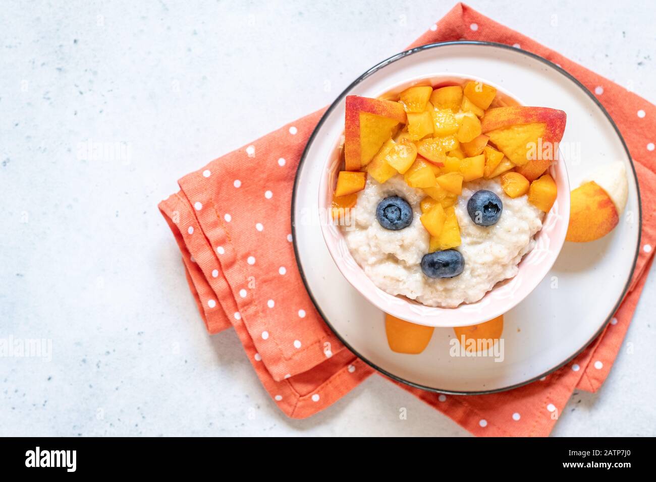 Cute Funny Fox Face Breakfast For Kids Oatmeal Porridge Stock Photo - Alamy