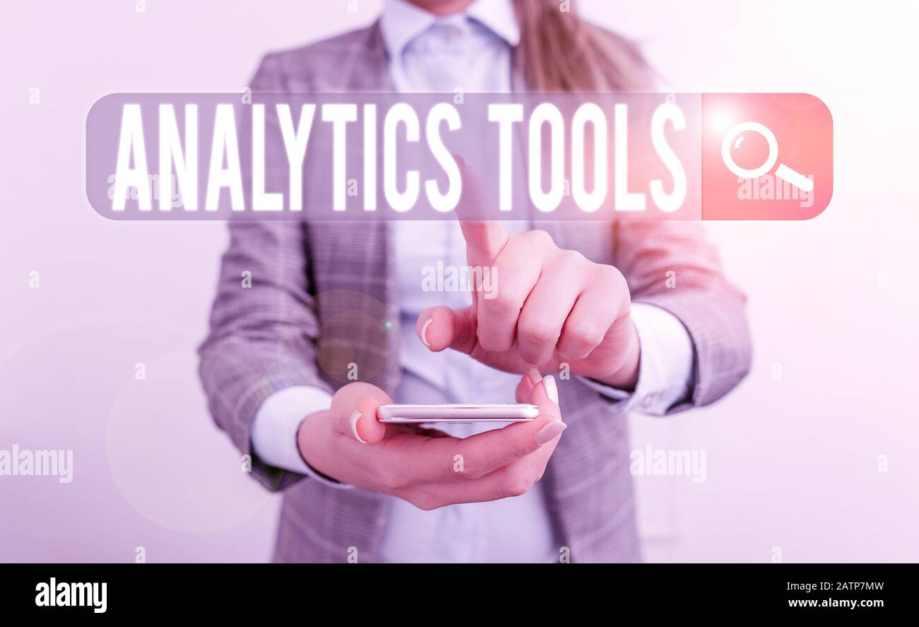 Writing note showing Analytics Tools. Business concept for pieces of web application analysis ...