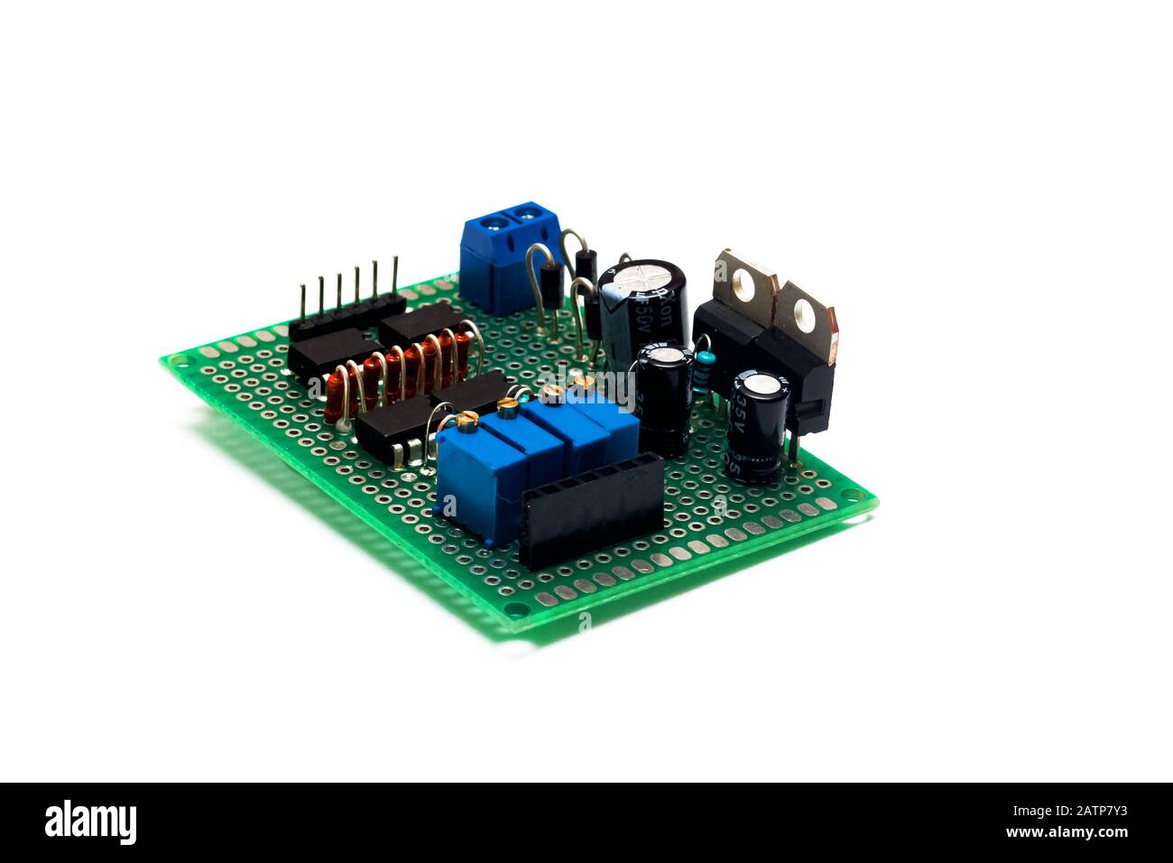 Green PCB with transistors, isolated on white background Stock Photo ...