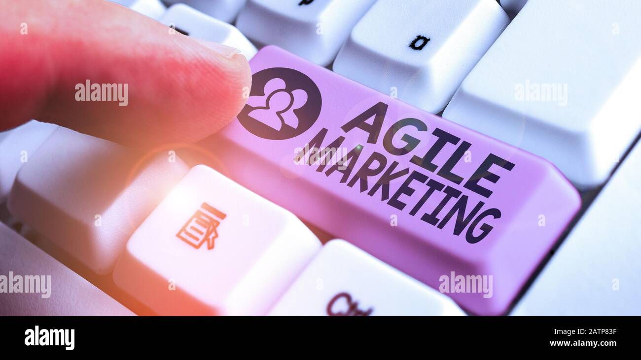 Writing note showing Agile Marketing. Business concept for focusing ...