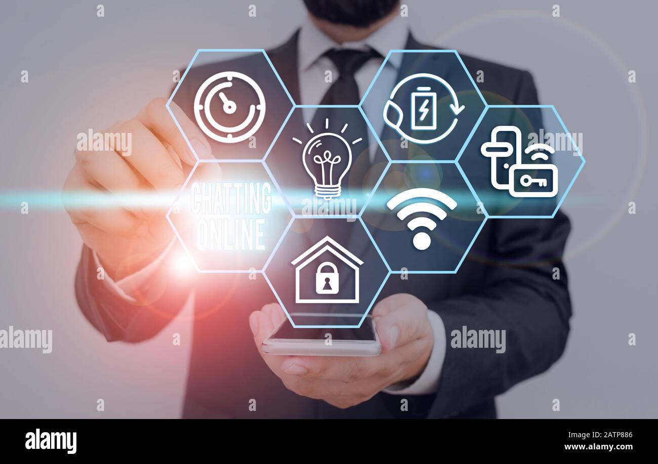 Handwriting text Chatting Online. Conceptual photo type of realtime ...