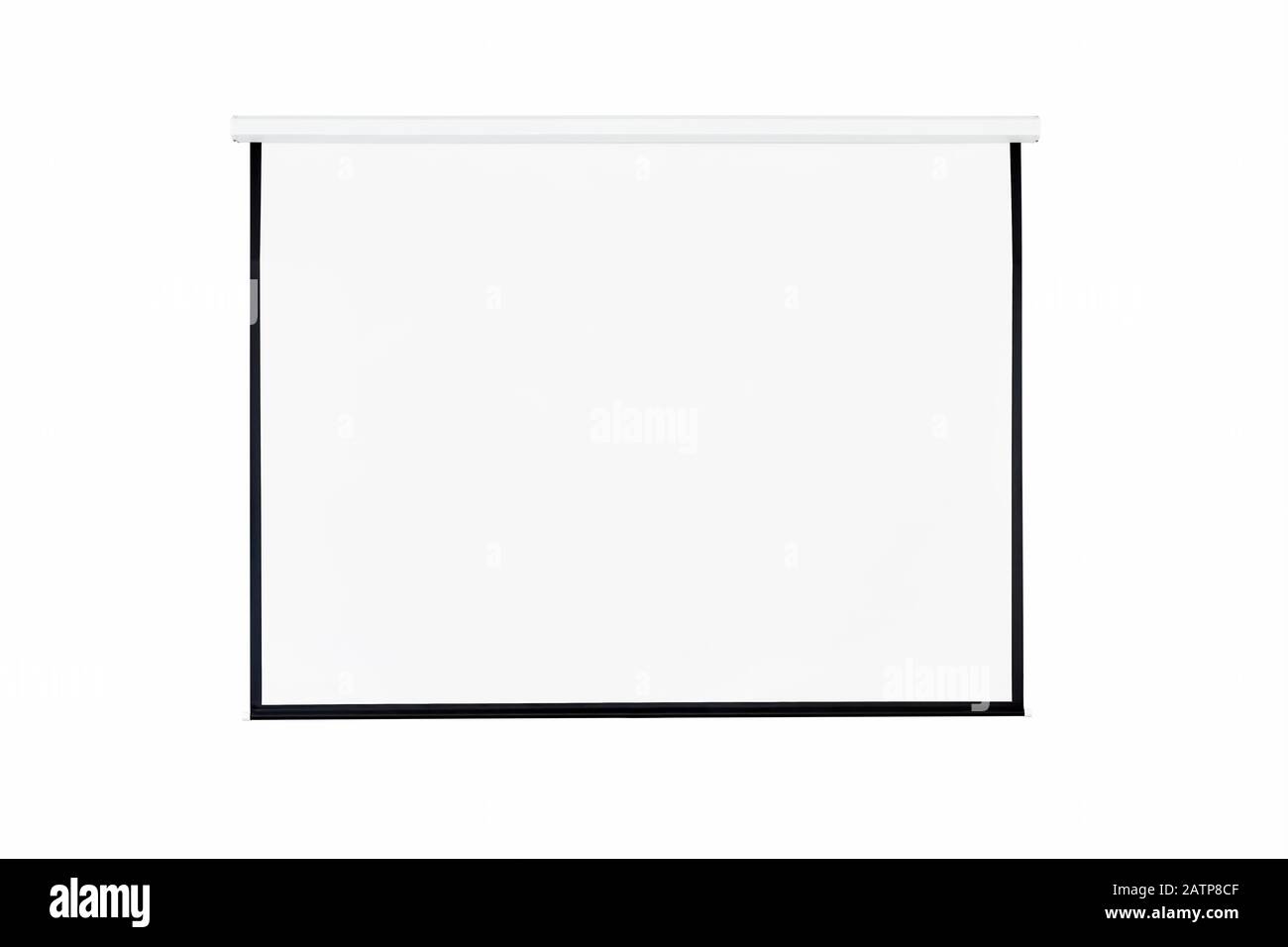 Hanging foldable projection screen isolated on white Stock Photo - Alamy